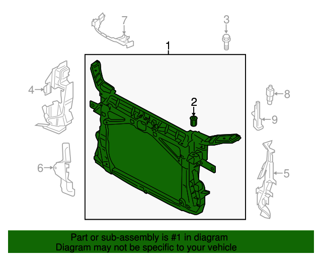 8V4-805-588-A - Radiator Support 2016-2018 Audi A3 Sportback e-tron ...