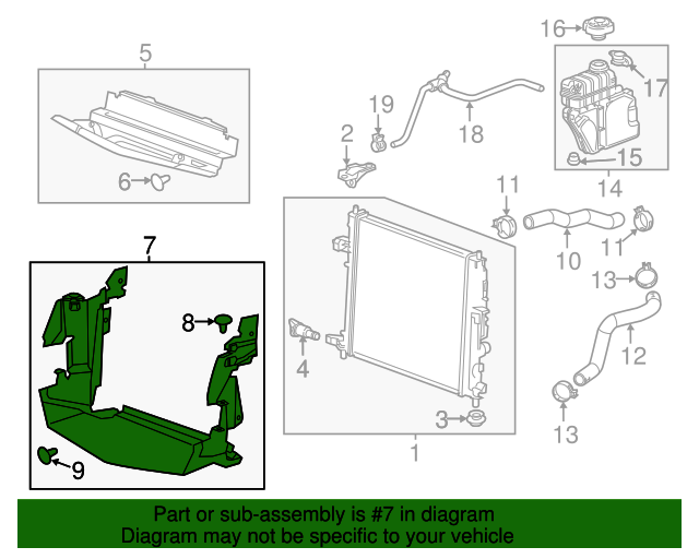 2015-2019 Cadillac ATS Lower Radiator Air Baffle 84271393 ...