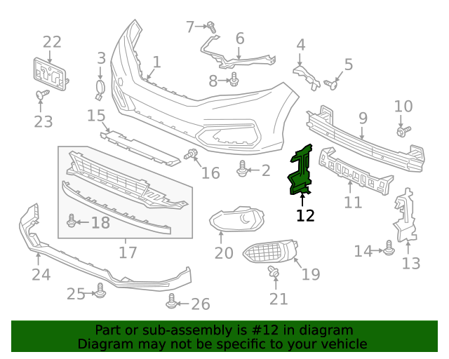 2015-2017 Honda Fit Duct, R Front Bumper Side 71106-T5R-A00 | Honda ...