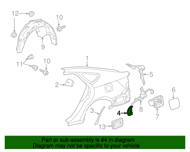 2013-2018 Toyota Quarter Panel Filler 65565-07010 | Toyota Parts Center
