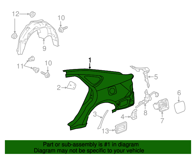 Toyota OEM Quarter Panel Part# 61601-07070 | OEM Vehicle Parts