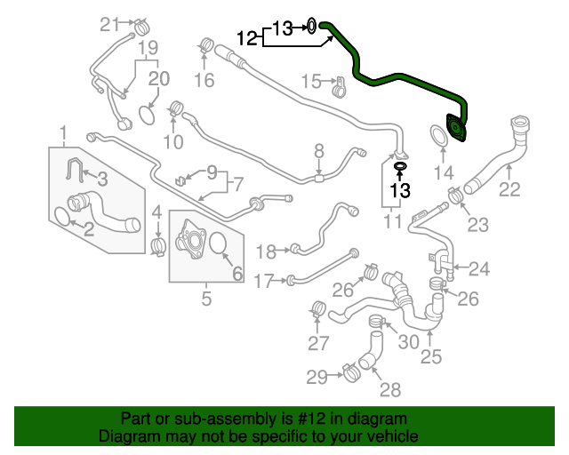 079-121-071-CM - Water Inlet Tube 2013-2018 Audi | Audi OEM Parts