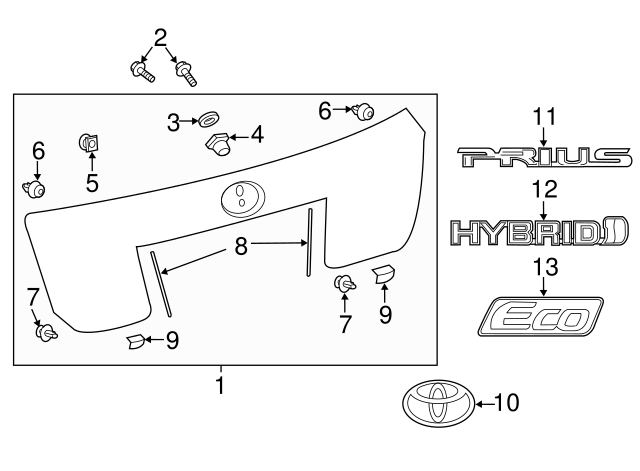 2016-2018 Toyota Prius Nameplate 75444-47040 | Toyota Parts Center
