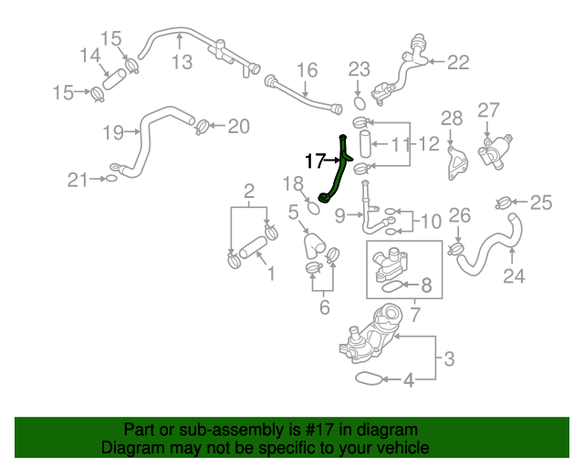 2013-2016 Audi Engine Coolant Hose 059-121-454-H | Audi USA Parts