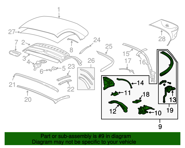 1997-2002 Porsche Boxster Top Assembly 986-561-911-03-A09 | Sunset ...