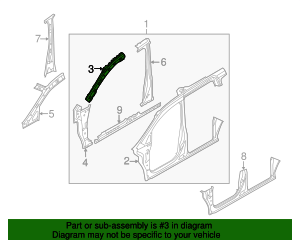 2011-2017 Nissan Quest Windshield Pillar Reinforced 76214-1JA0A ...