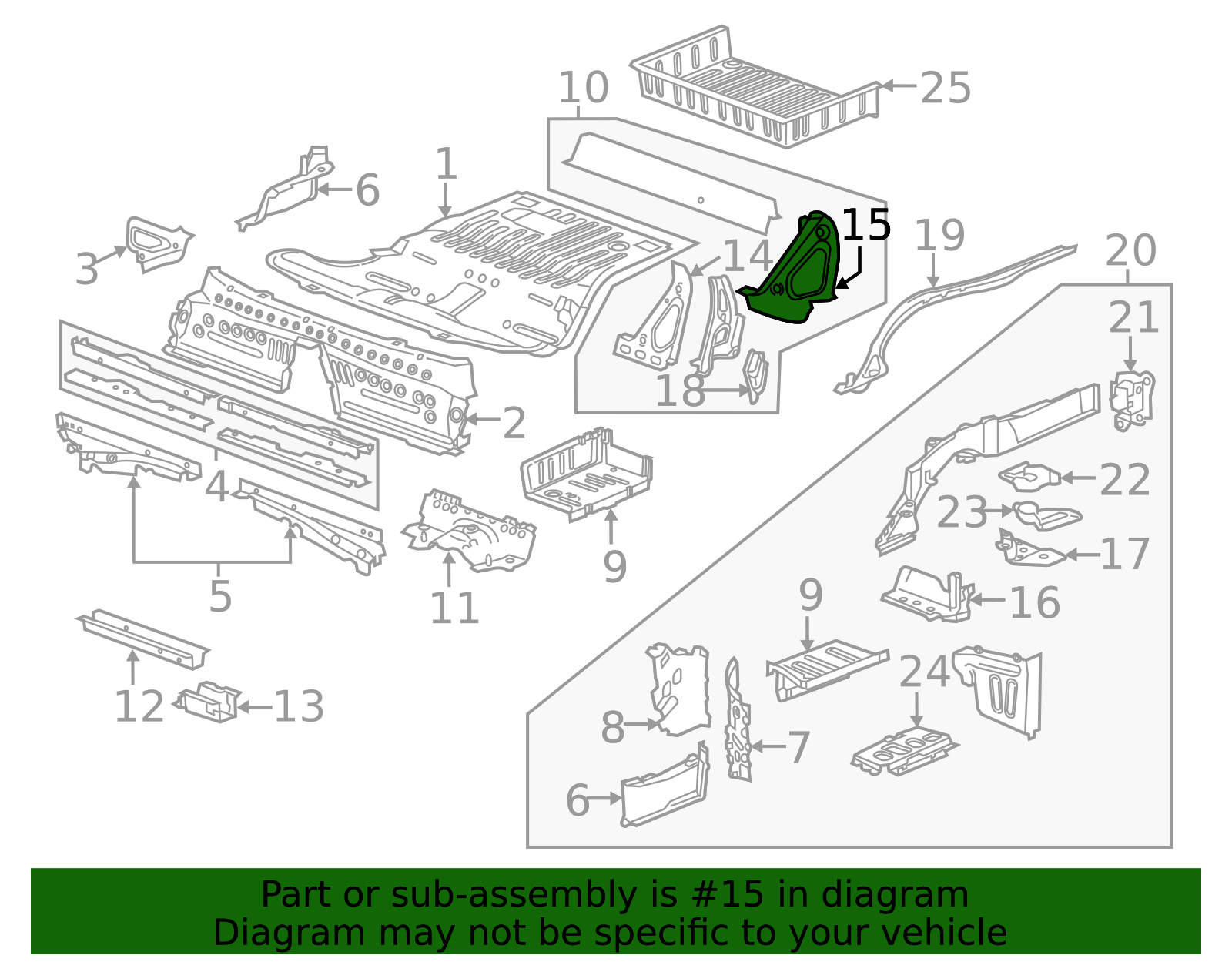 22751228 - Driver Side Floor Panel Number 5 Cross Bar Extension 2014 ...