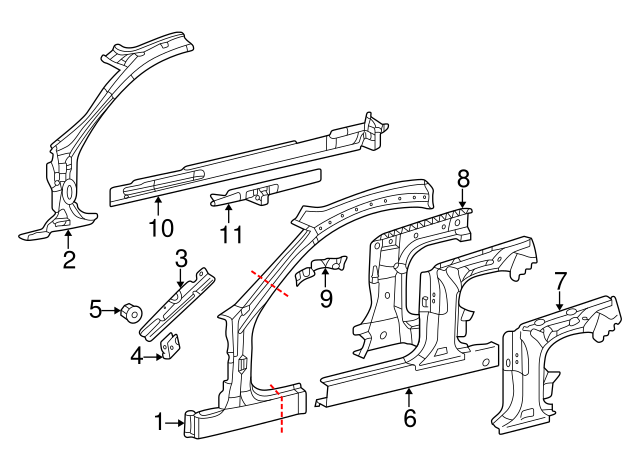 OEM Mercedes-Benz Rocker Panel Reinforcement For 2000-2006 Mercedes ...