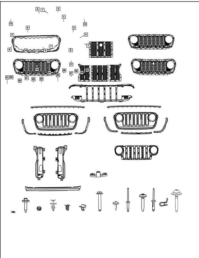 7hq96tzzaa - Radiator Grille Trim Ring Kit - 2023-2025 Jeep | World ...