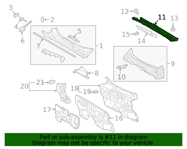 2019-2023 Toyota Cowl Top Panel 55704-0R030 | Toyota Parts Center