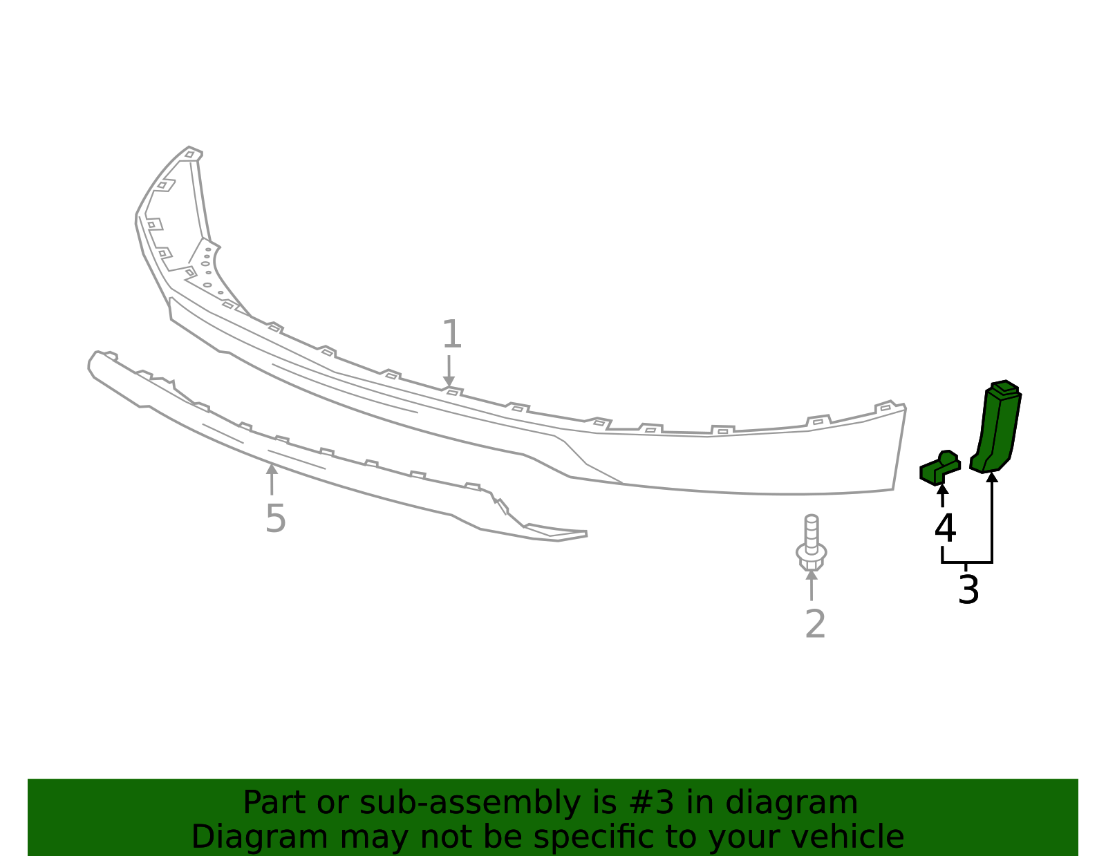 84046772 - Black Driver Side Front Bumper Fascia Lower Reinforcement ...