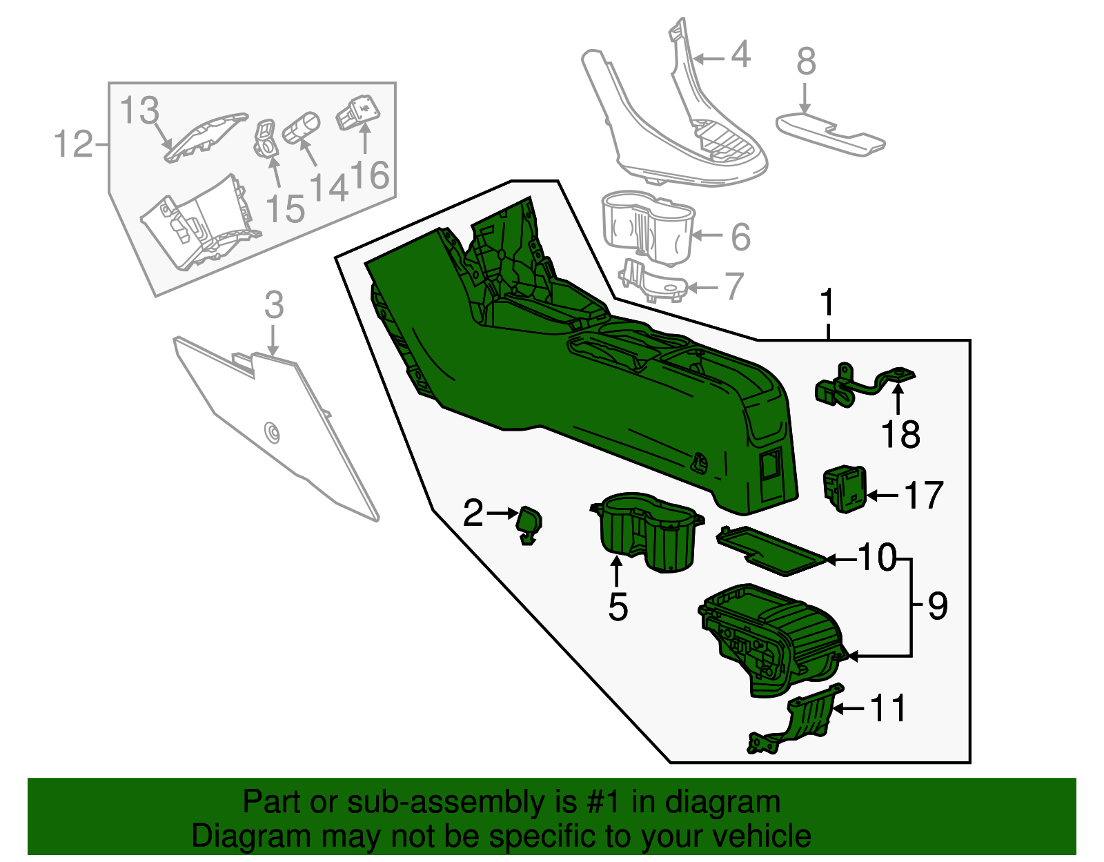 2017-2022 Buick Encore Center Console 42775382 | QuirkParts