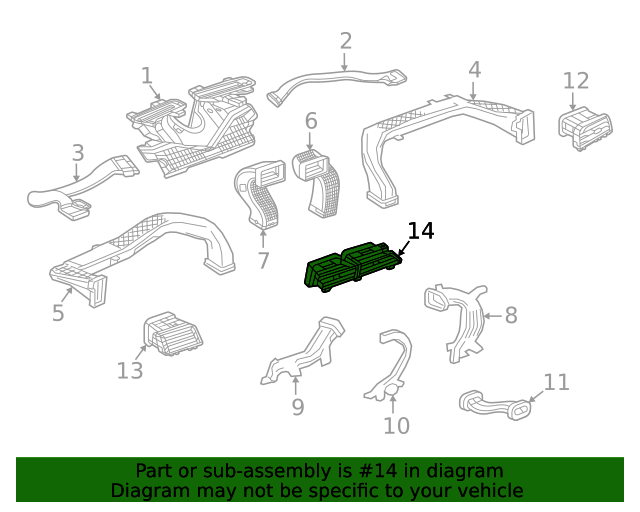 2021-2024 GMC Black Instrument Panel Center Air Outlet 85158291 GM ...