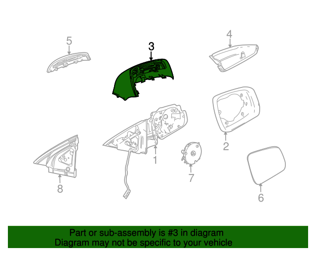 Mercedes-Benz OEM Mirror Cover Part# 204-811-09-07-9999 | OEM Vehicle Parts