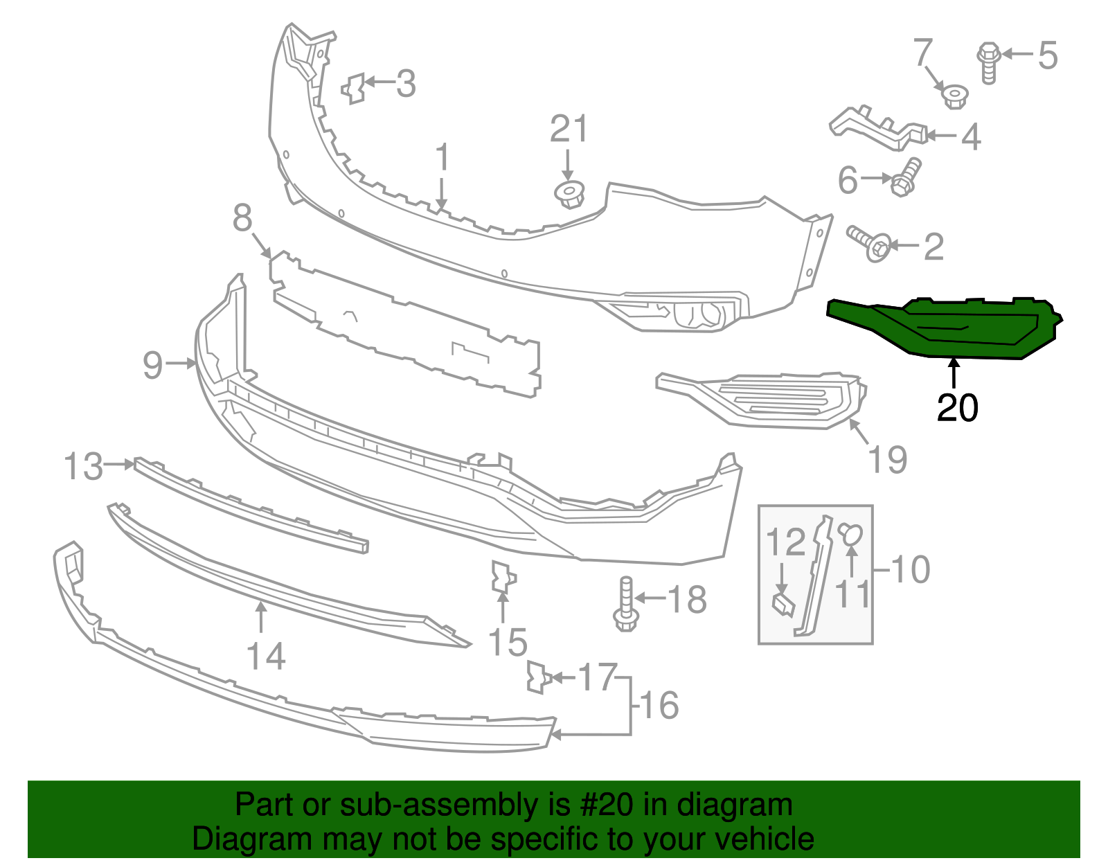 2017-2019 GMC Acadia Front Driver Side Fog Lamp Bezel 84693622 GM ...
