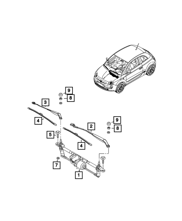 2024 Fiat 500E Windshield Wiper Assembly 68656421AA | Mopar eStore