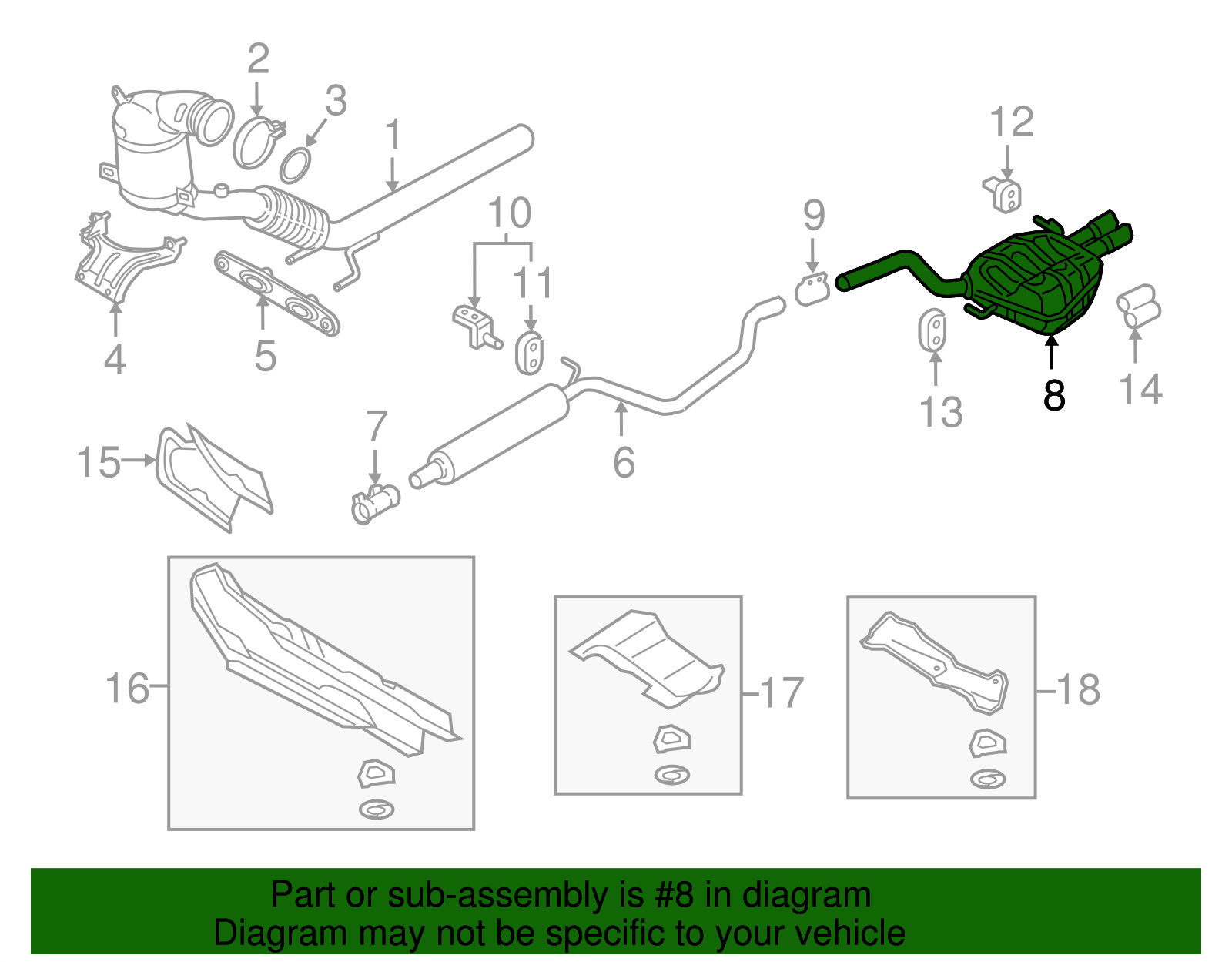 5GM-253-609-AH - Rear Muffler 2018-2019 Volkswagen | Volkswagen Parts ...