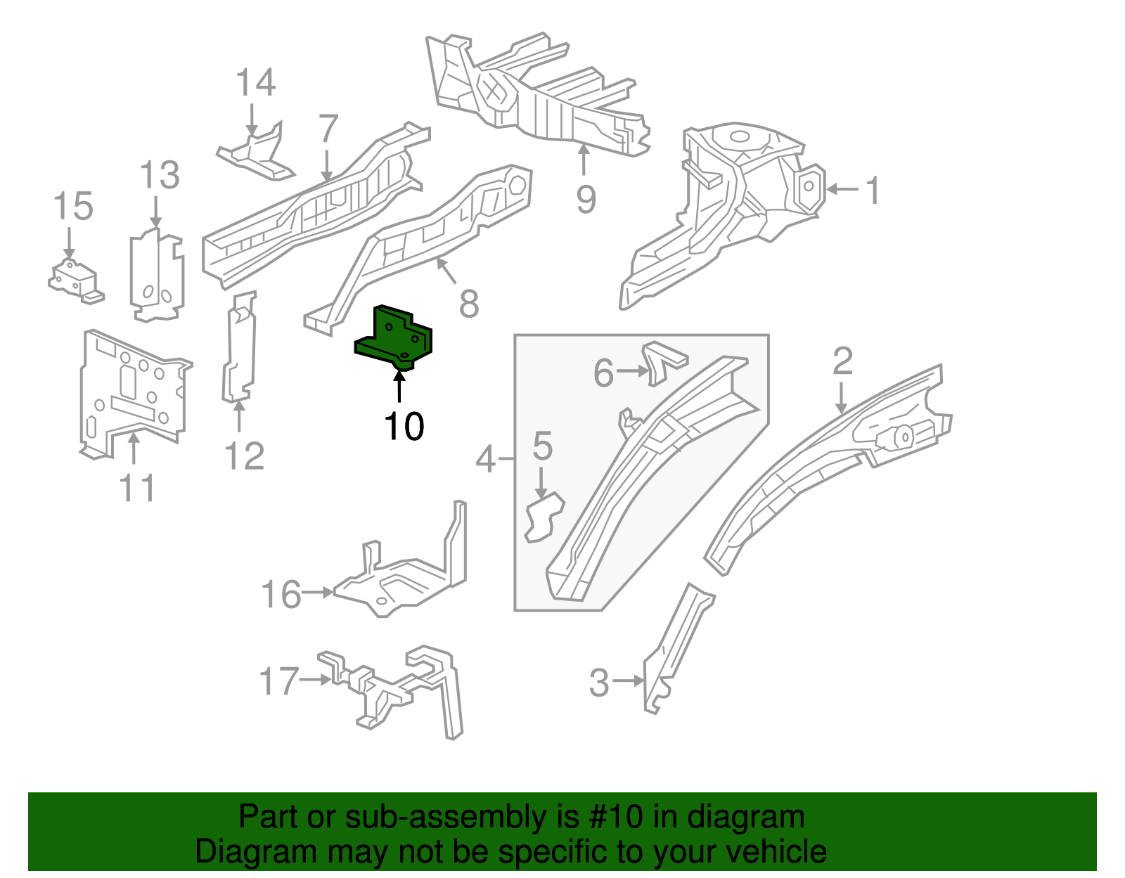 60847-TLA-A01ZZ - Support R Front Side Frame - 2017-2020 Honda CR-V ...