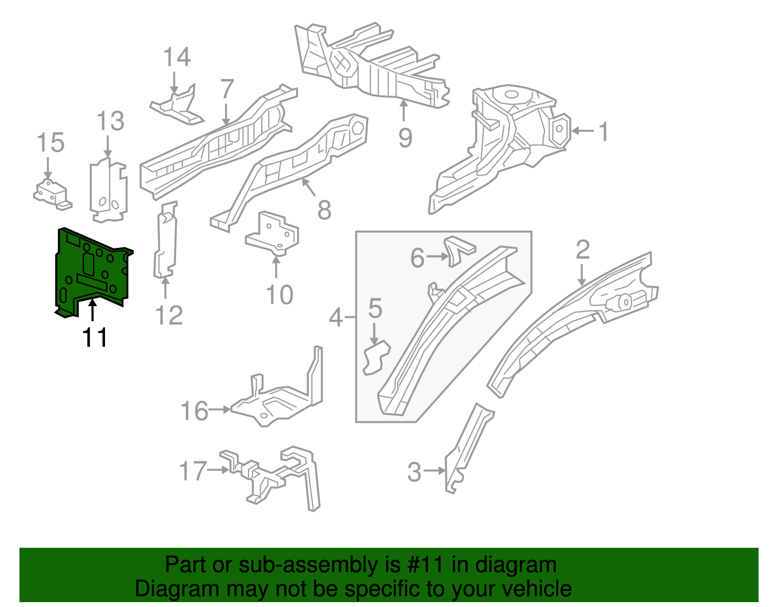 60919-TLA-A00ZZ - 2017-2022 Honda CR-V - Flange L Front Bumper Beam ...
