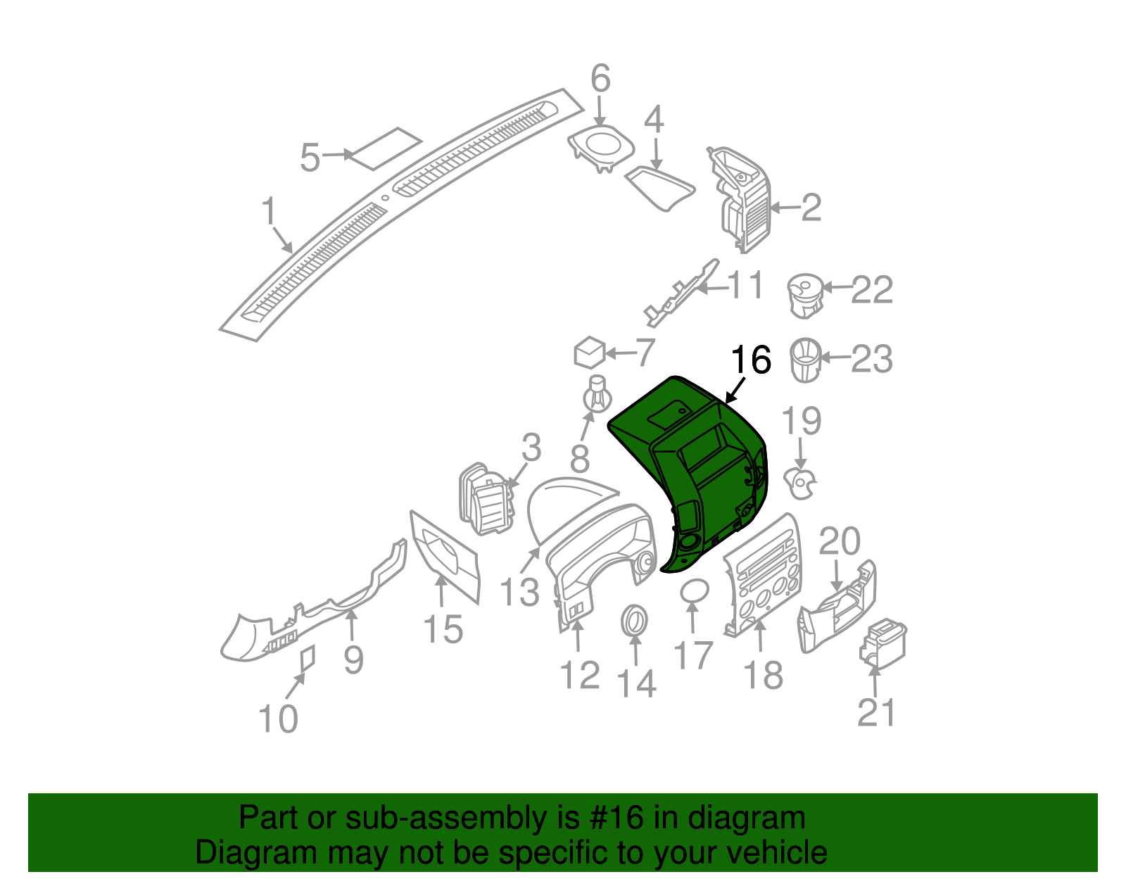 2004-2006 Nissan Center Bezel 68257-7S000 | Parts for Nissans