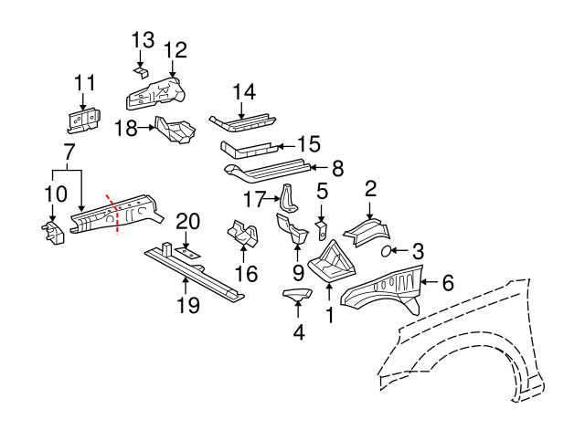 2004-2005 Toyota MR2 Spyder Support Bracket 57106-17071 | Toyota Parts ...