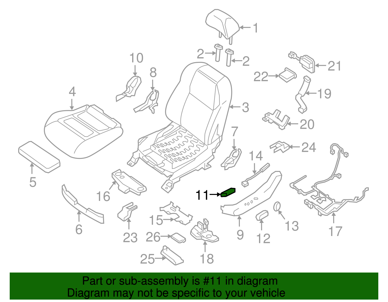 2009-2023 Nissan Maxima Seat Switch 87066-4HA0A | Bill Kay Nissan Parts