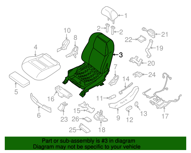 87651-4RA0A - Seat Back Assembly 2016-2018 Nissan Maxima | Nissan ...