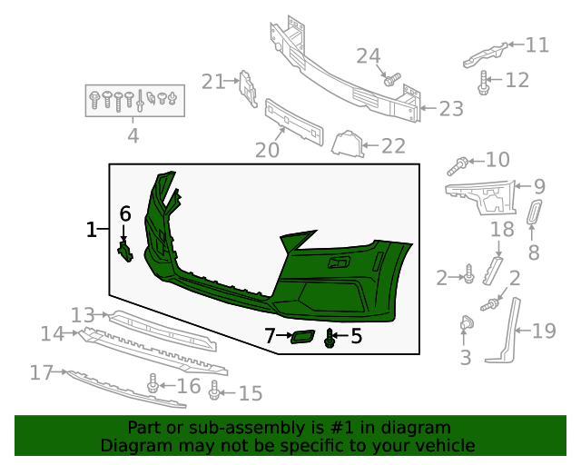 2016-2023 Audi Bumper Cover 8S0-807-065-J-GRU | Audi USA Parts