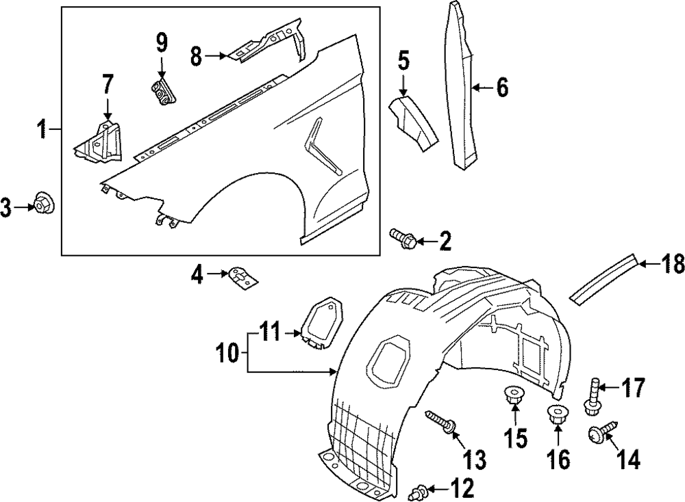 2019-2025 Genesis G70 Cover Fender Apron Upper Left-hand 84159-G9000 ...