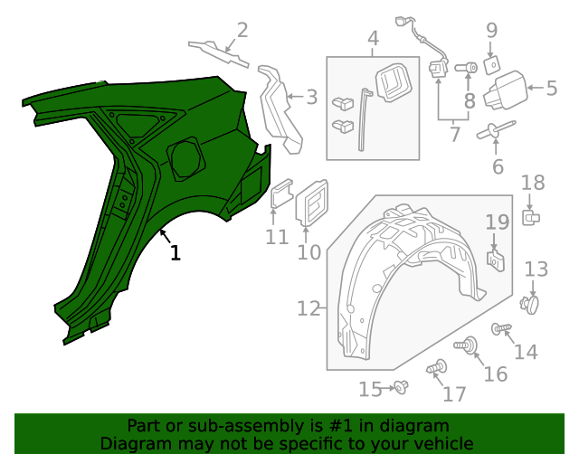 2018-2020 Honda Civic Quarter Panel 04646-TEG-300ZZ | Honda Factory Parts