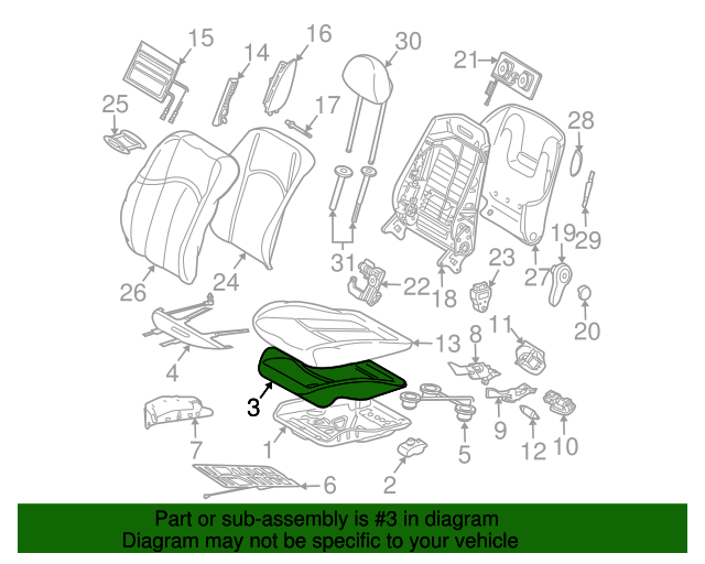 219-910-04-50 - Seat Cushion Pad 2006-2011 Mercedes-Benz ...