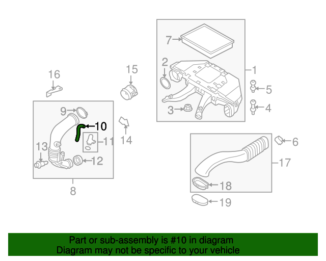 13717808158 - 2009-2013 BMW Air Hose (13-71-7-808-158) | BMW of South ...