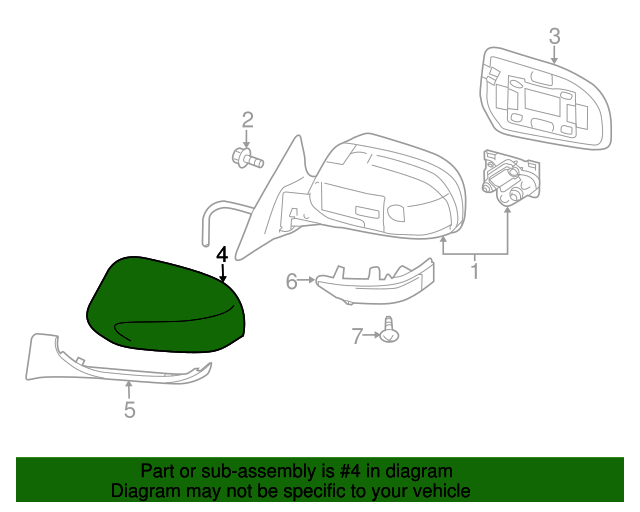 2012-2014 Subaru Mirror Cover, Upper Passengers Side [Paintable] VIN NEEDED PLEASE INCLUDE WITH ...