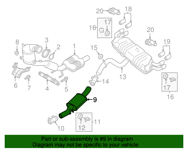 8S0-253-409-A - Exhaust Muffler 2016-2023 Audi | AutoNation Parts