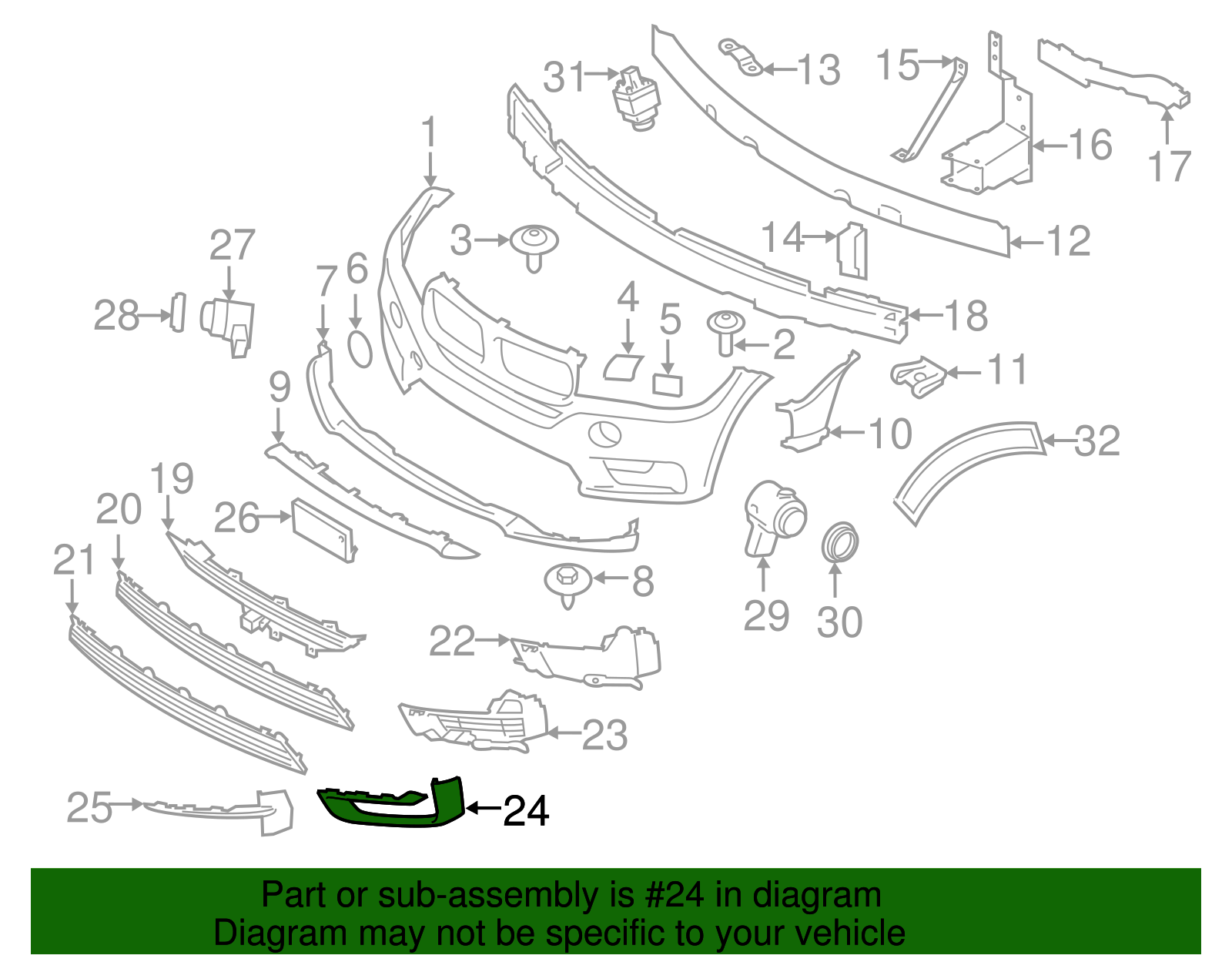 51117308043 - 2014-2018 BMW X5 Trim on Grille, left (51-11-7-308-043 ...