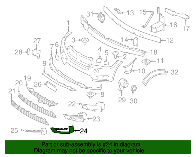 51117308044 - 2014-2018 BMW X5 Trim on Grille, right (51-11-7-308-044 ...