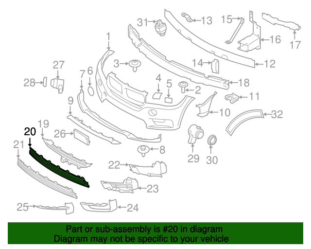 51117325470 - 2014-2018 BMW X5 Lower Grille (51-11-7-325-470) | BMW of ...