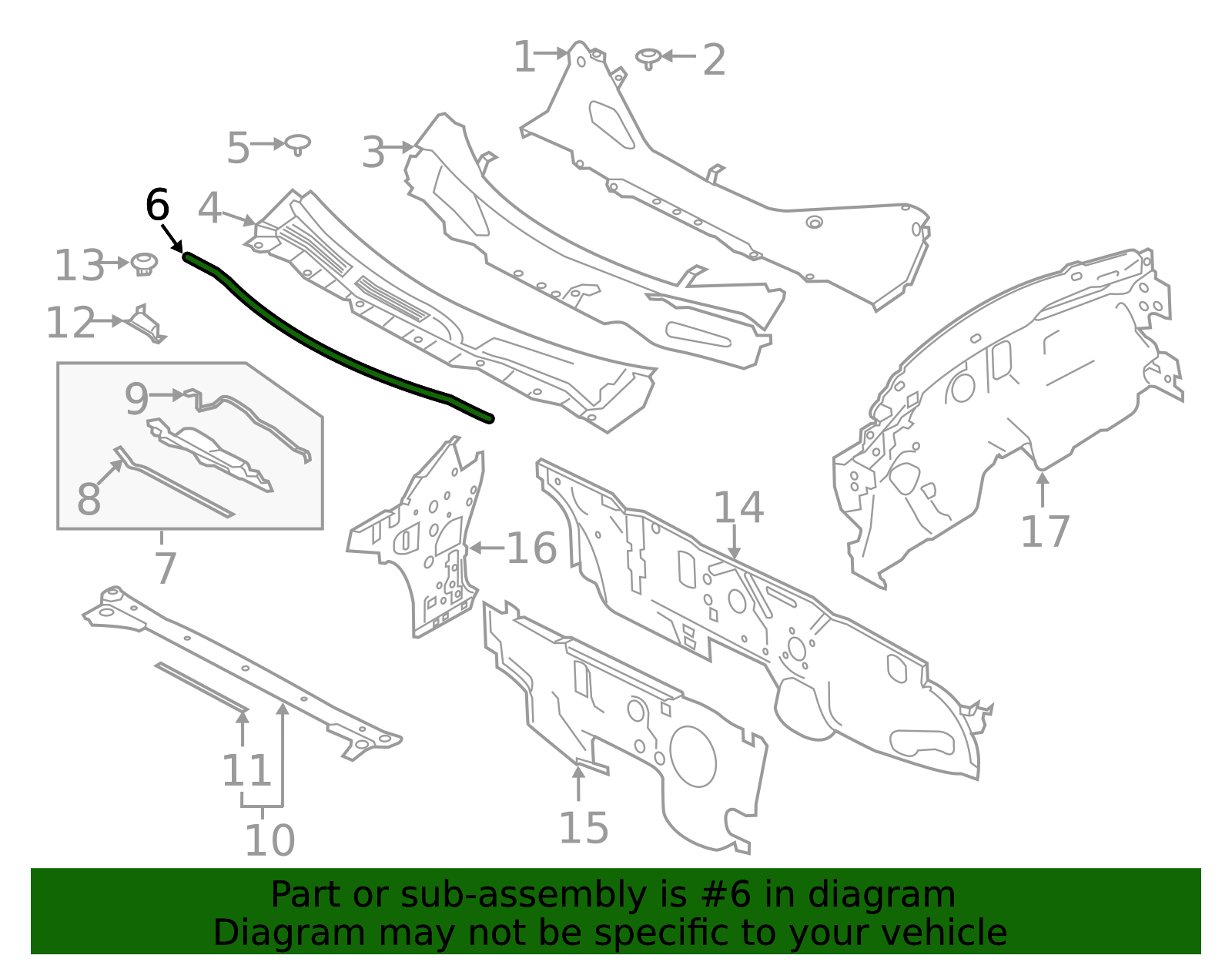 2019-2025 Nissan Altima Seal To Cowl 66830-6CA0B | Temecula Nissan Parts
