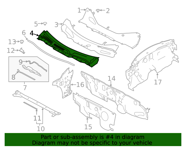 2019-2020 Nissan Altima Cowl Grille 66862-6CA0B | TascaParts.com