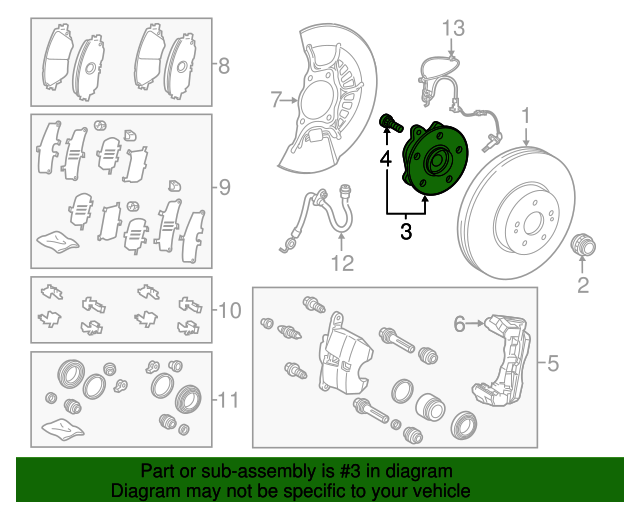 43550-06010 - Wheel Bearing and Hub (Left, Right, Front) 2018-2024 ...