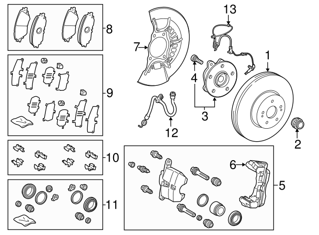 43550-06010 - Wheel Bearing and Hub (Left, Right, Front) 2018-2024 ...