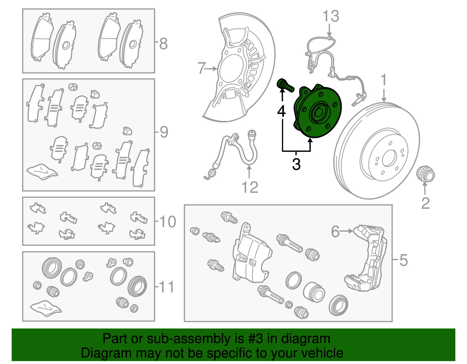 43550-06010 - Wheel Bearing and Hub (Left, Right, Front) 2018-2024 ...