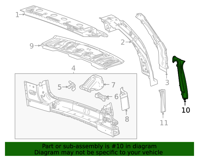 2021-2022 Cadillac Passenger Side Back Body Opening Side Gutter ...
