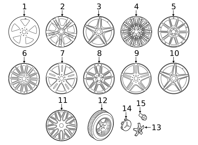 205-401-61-00-7X71 - Wheel Alloy 20x10.5 cross-spoke - Black 2017-2020 ...