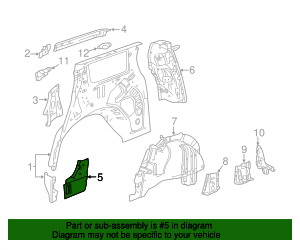2017-2023 GMC Acadia Driver Side Quarter Inner Panel Extension 22999976 ...