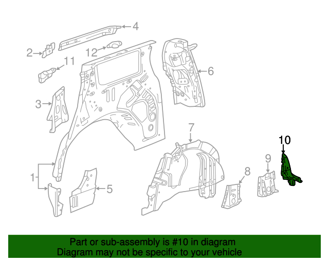 2017-2022 GM Rear Driver Side Wheelhouse Panel Gusset 84101696 | GM ...