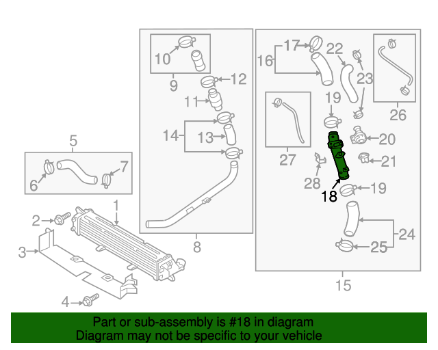 Hyundai - 28287-03010 - Inter-Cooler Hose - 2017-2020 Hyundai Elantra ...