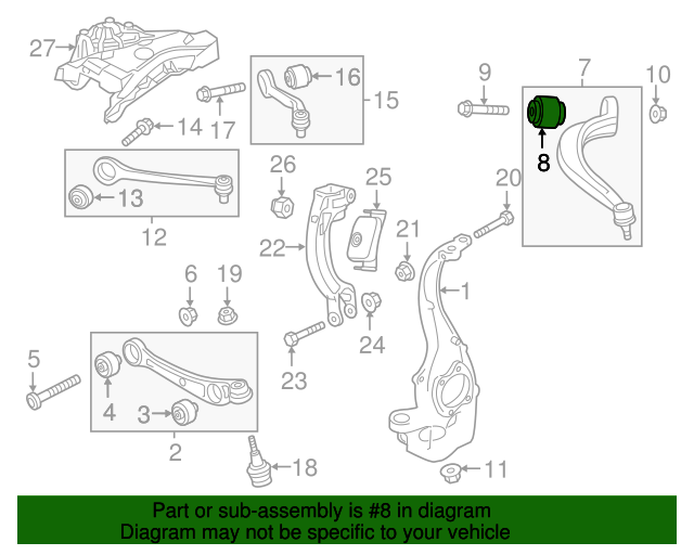 2011-2017 Audi Rear Lower Control Arm Bushing 4H0-407-183-C | OEM Parts ...
