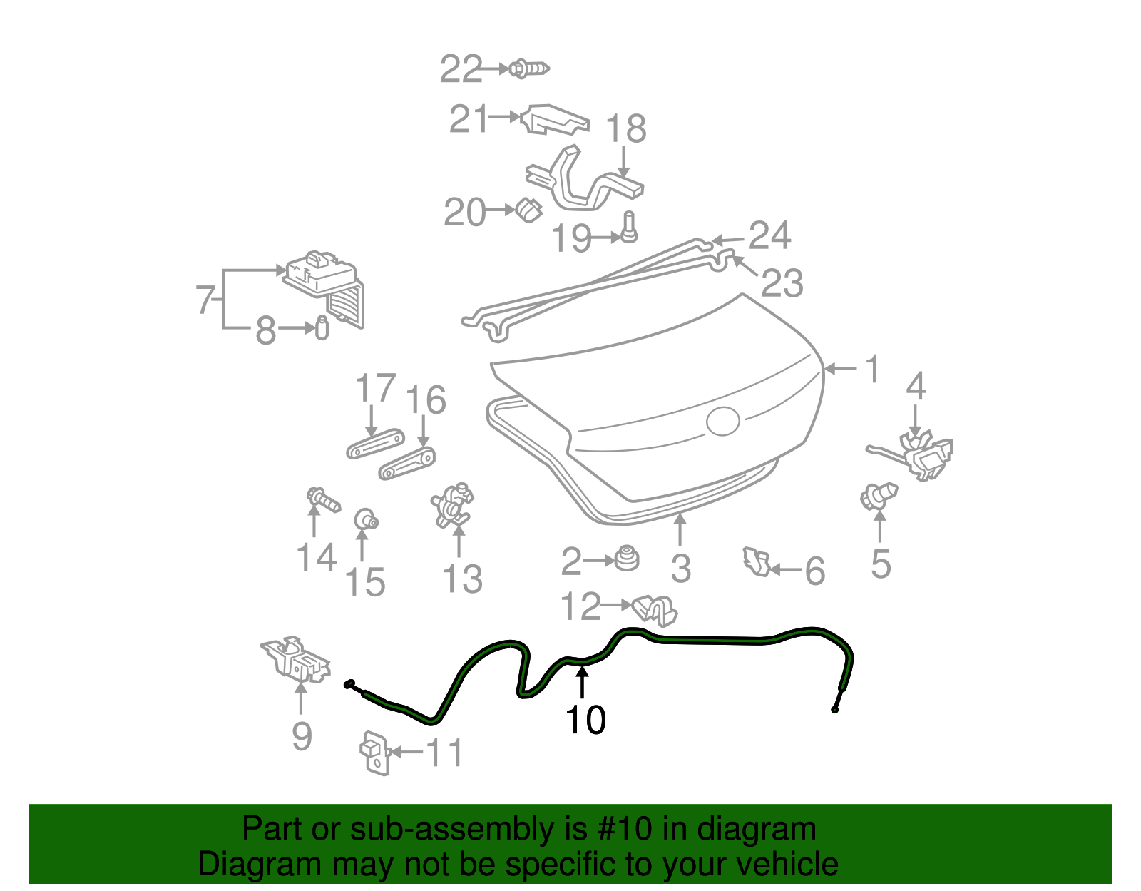 Genuine Toyota Release Cable part# 64607-AA050 for 2004-2008 Toyota ...