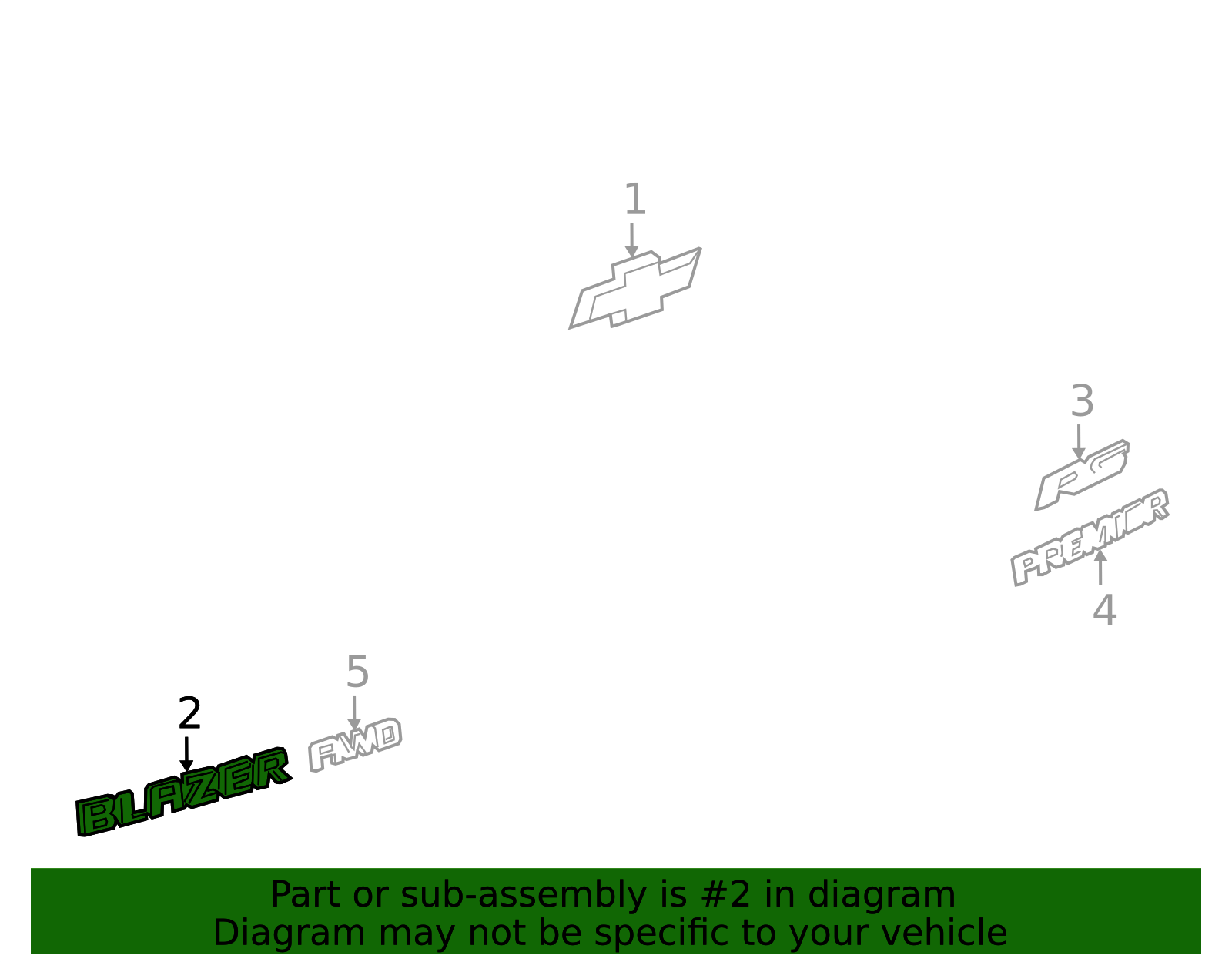 2020-2025 Chevrolet Blazer Black Liftgate Vehicle Name Plate 84188529 ...